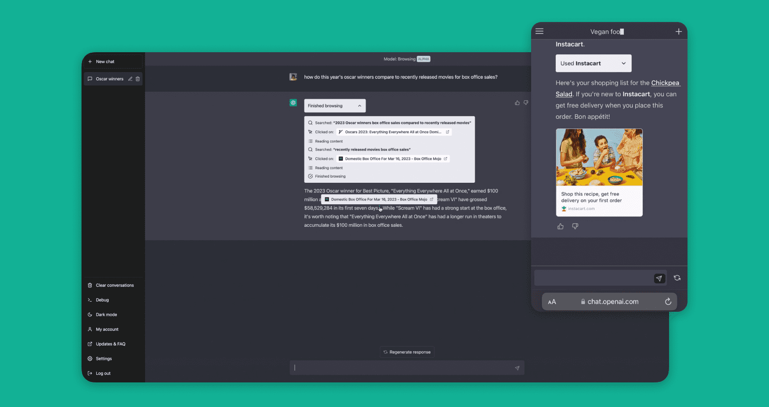OpenAI added plugin support to ChatGPT so it can browse the web and more